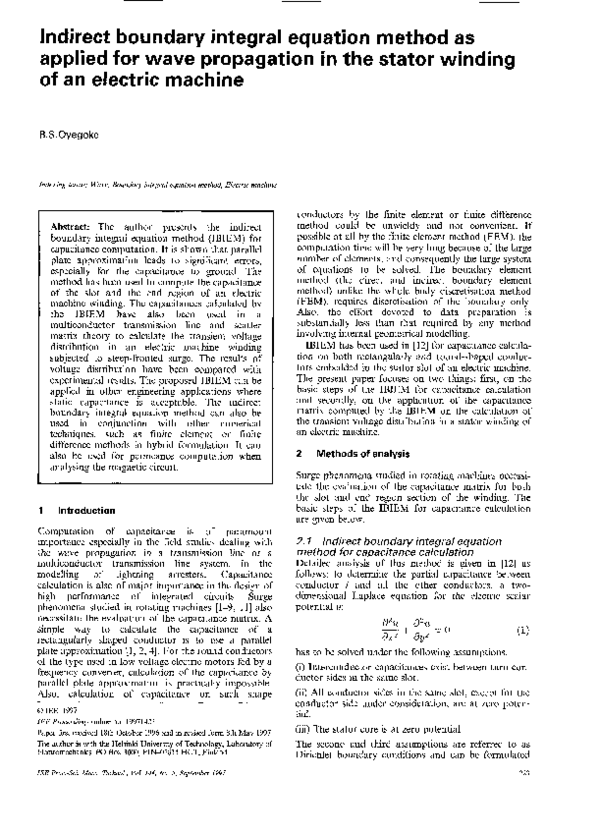 Pdf Indirect Boundary Integral Equation Method As Applied For Wave Propagation In The Stator
