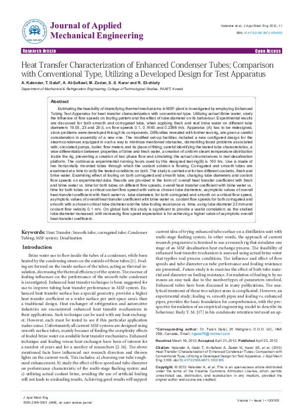 (PDF) Heat Transfer Characterization of Enhanced Condenser Tubes ...
