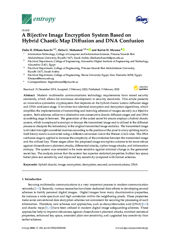 Pdf A Bijective Image Encryption System Based On Hybrid Chaotic Map