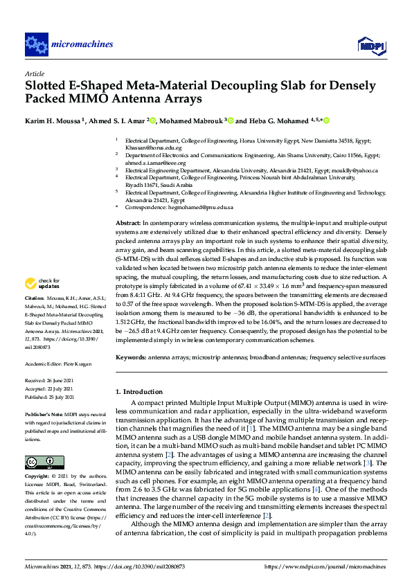 (PDF) Slotted E-Shaped Meta-Material Decoupling Slab for Densely Packed ...
