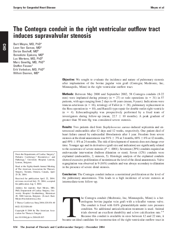 (PDF) The Contegra conduit in the right ventricular outflow tract ...