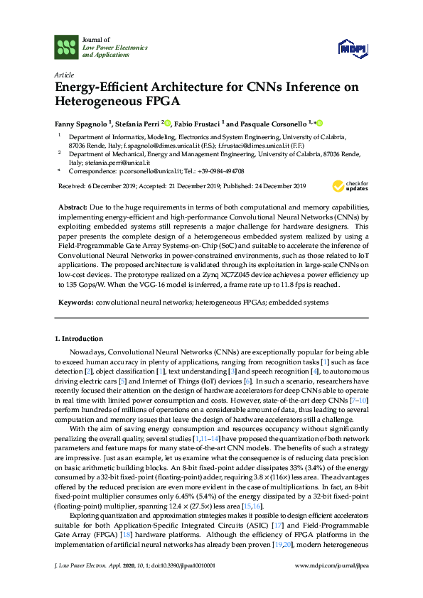 Pdf Energy Efficient Architecture For Cnns Inference On Heterogeneous Fpga