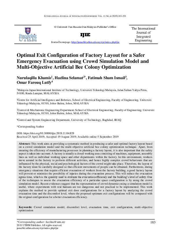 (PDF) Optimal Exit Configuration of Factory Layout for a Safer Emergency Evacuation using Crowd ...