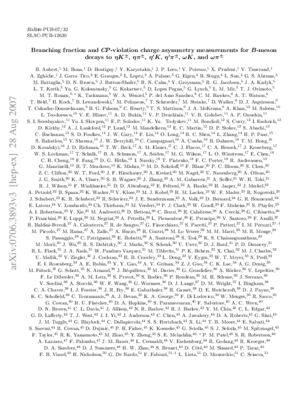 (PDF) Branching fraction and CP-violation charge asymmetry measurements for B-meson decays to ηK ...