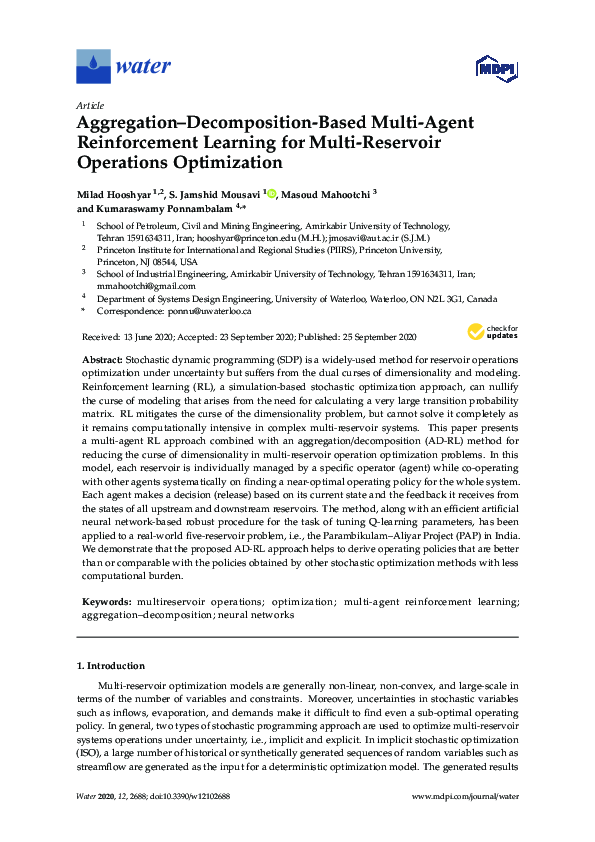 (PDF) Aggregation–Decomposition-Based Multi-Agent Reinforcement Learning for Multi-Reservoir ...