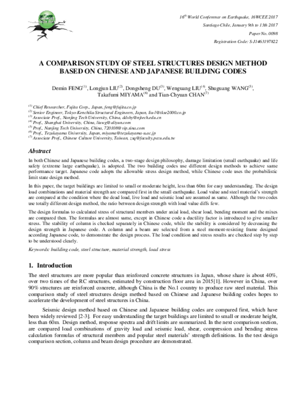 (PDF) A Comparison Study of Steel Structures Design Method Based on ...