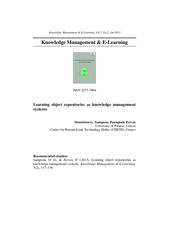 (PDF) Enhancing Learning Object Repositories as KMS