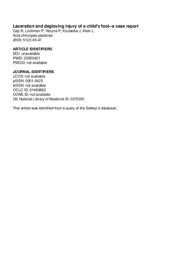 (PDF) Laceration and degloving injury of a child's foot--a case report ...