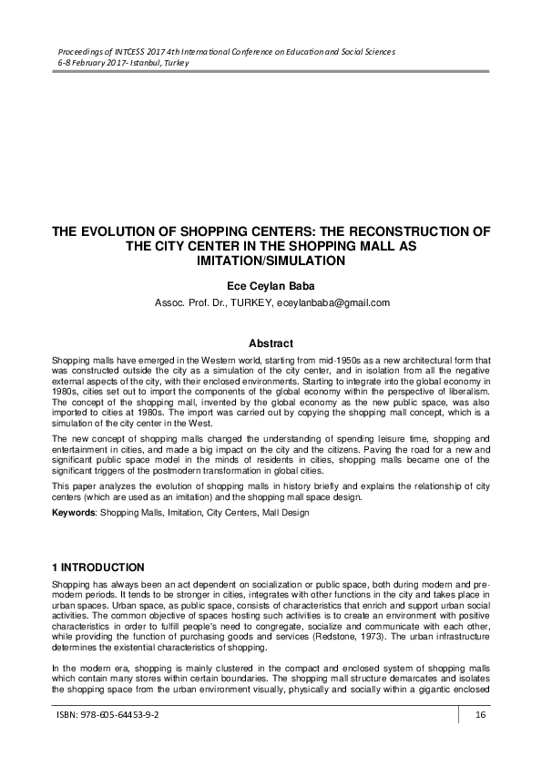 (PDF) The Evolution of Shopping Centers: The Reconstruction of the City ...