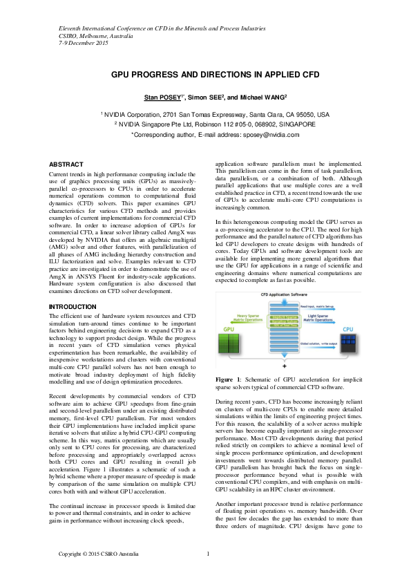 (PDF) Gpu Progress and Directions in Applied CFD
