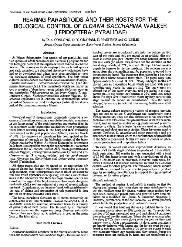 (PDF) REARING PARASlTOlDS AND THEIR HOSTS FOR THE BIOLOGICAL CONTROL OF ...