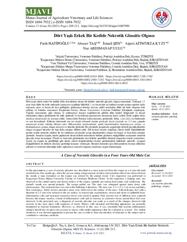 (PDF) A Case of Necrotic Glossitis in a Four Years-Old Male Cat