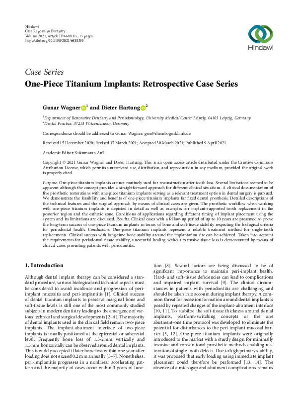 (PDF) One-Piece Titanium Implants: Retrospective Case Series