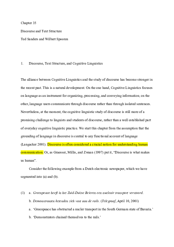 (PDF) Discourse and Text Structure