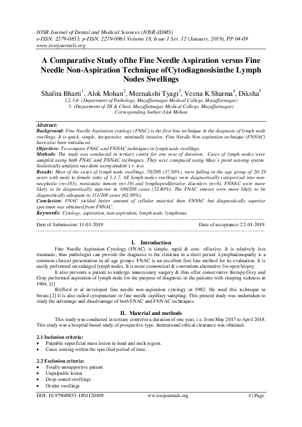 (PDF) A Comparative Study ofthe Fine Needle Aspiration versus Fine ...