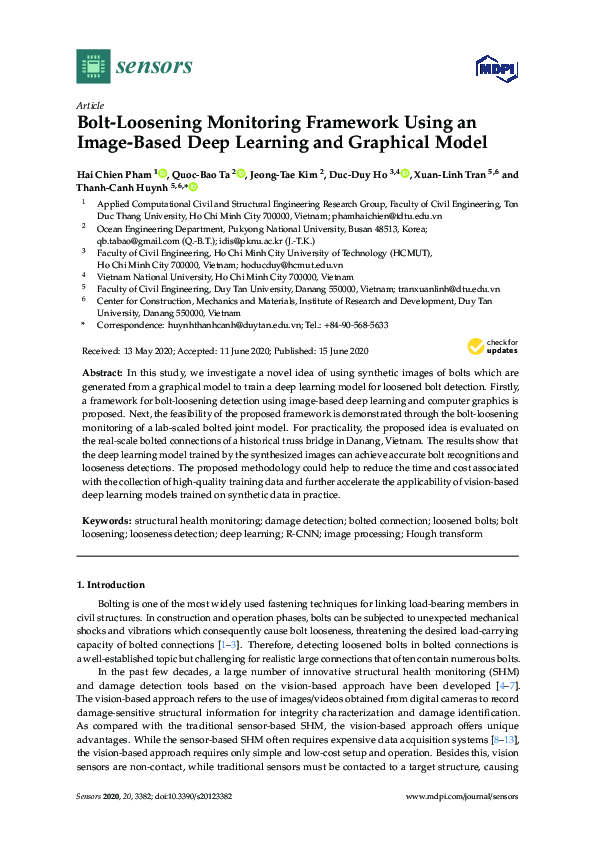 (PDF) Bolt-Loosening Monitoring Framework Using an Image-Based Deep Learning and Graphical Model