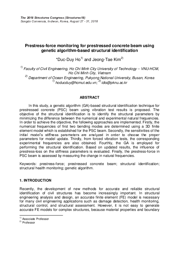 (PDF) Prestress-force monitoring for prestressed concrete beam using genetic algorithm-based ...