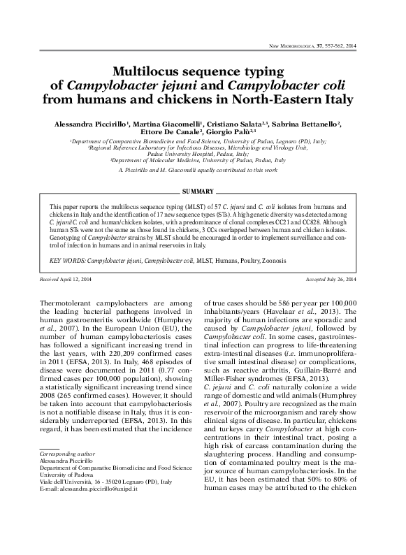 (PDF) Multilocus sequence typing of Campylobacter jejuni and Campylobacter coli from humans and ...