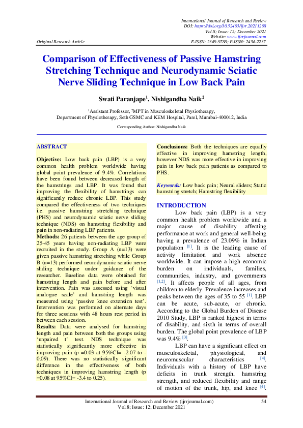 (PDF) Comparison of Effectiveness of Passive Hamstring Stretching ...