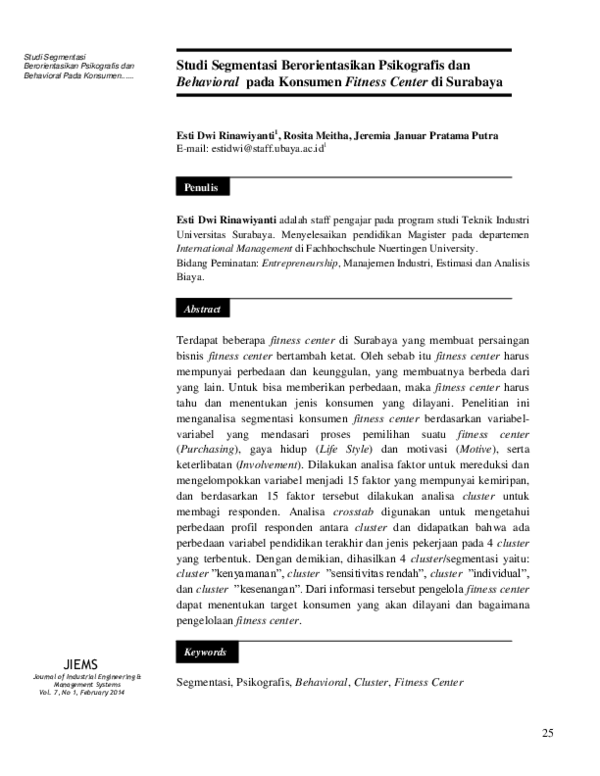 (PDF) Studi Segmentasi Berorientasikan Psikografis dan Behavioral pada ...