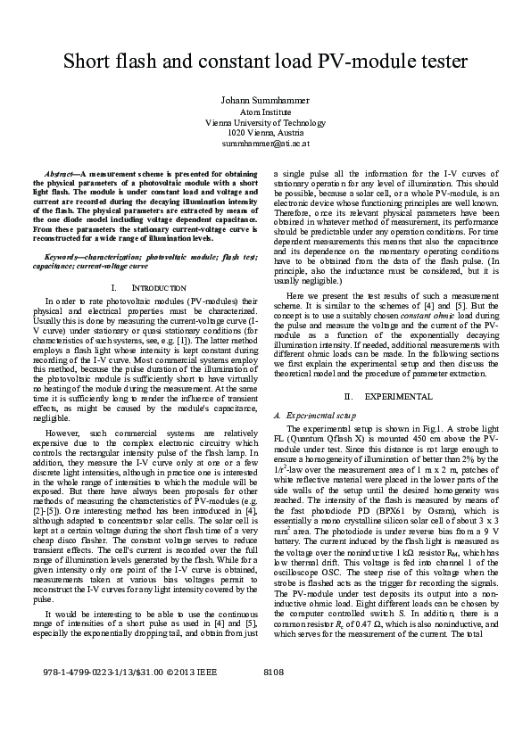 (PDF) Short flash and constant load PV-module tester