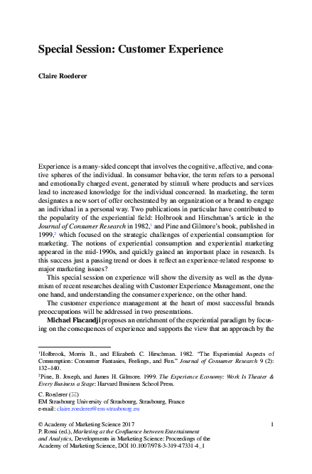 (PDF) Special Session: Customer Experience