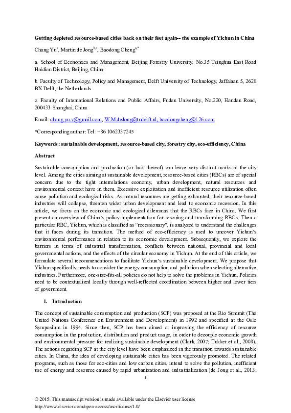 (PDF) Getting depleted resource-based cities back on their feet again ...