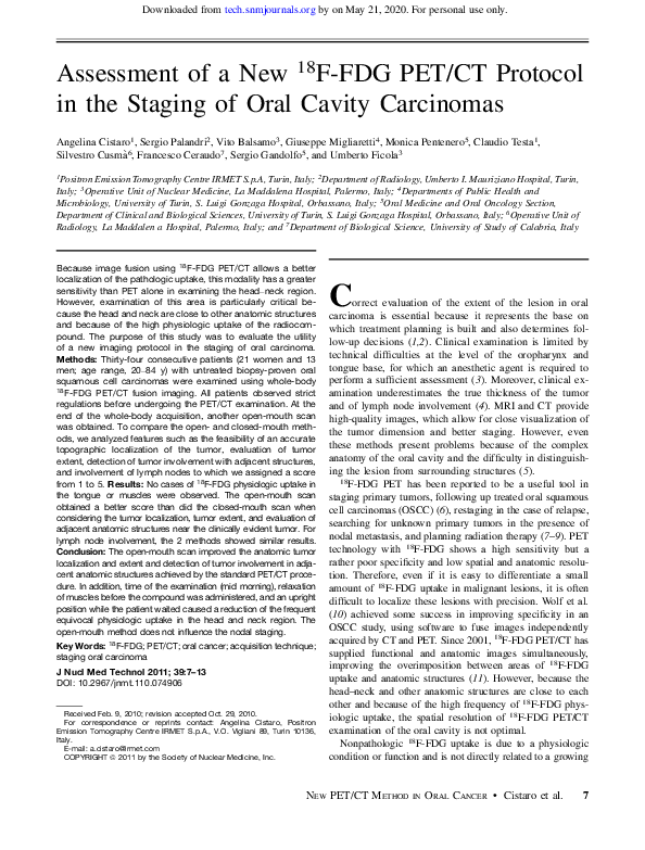 (PDF) Assessment of a New 18F-FDG PET/CT Protocol in the Staging of ...