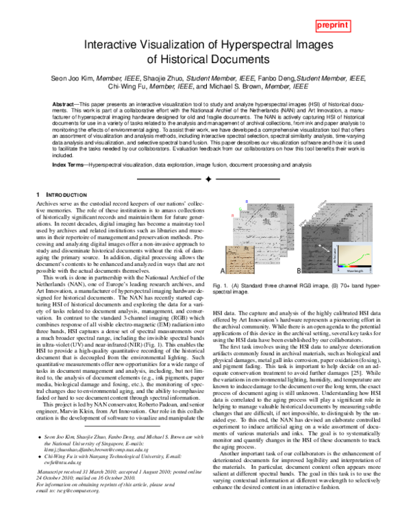 (PDF) Interactive Visualization of Hyperspectral Images of Historical ...