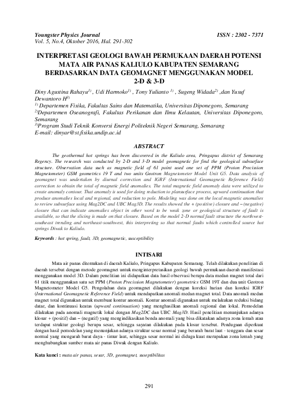 (PDF) Geomagnet Menggunakan Model 2-D & 3-D