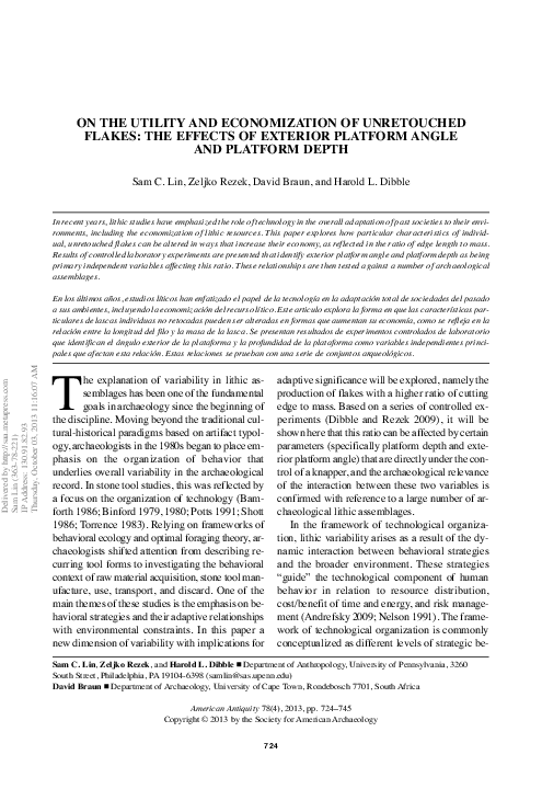 (PDF) On the Utility and Economization of Unretouched Flakes: The ...