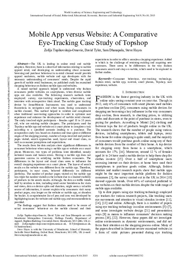 (PDF) Mobile app versus website: A comparative eye-tracking case study