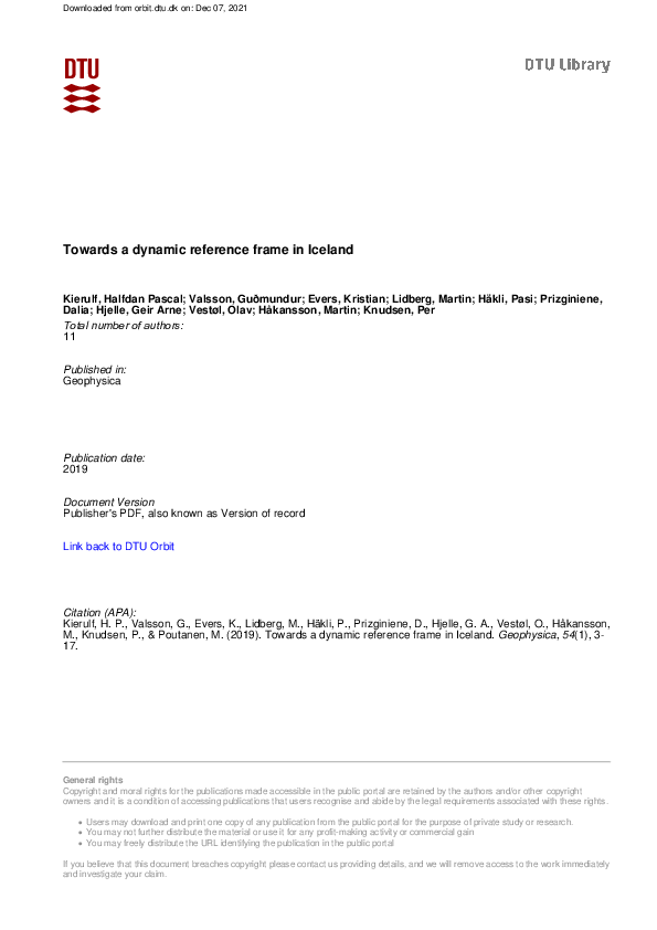 (PDF) Towards a dynamic reference frame in Iceland