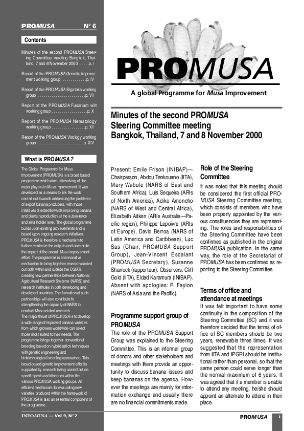 (PDF) Promusa - a Global Programme for Musa Improvement