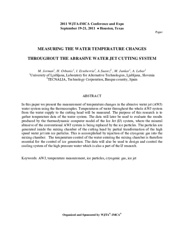 (PDF) Measuring the Water Temperature Changes Throughout the Abrasive ...