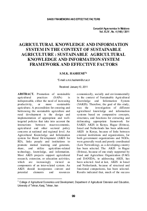 (PDF) Agricultural knowledge and information system in the context of ...