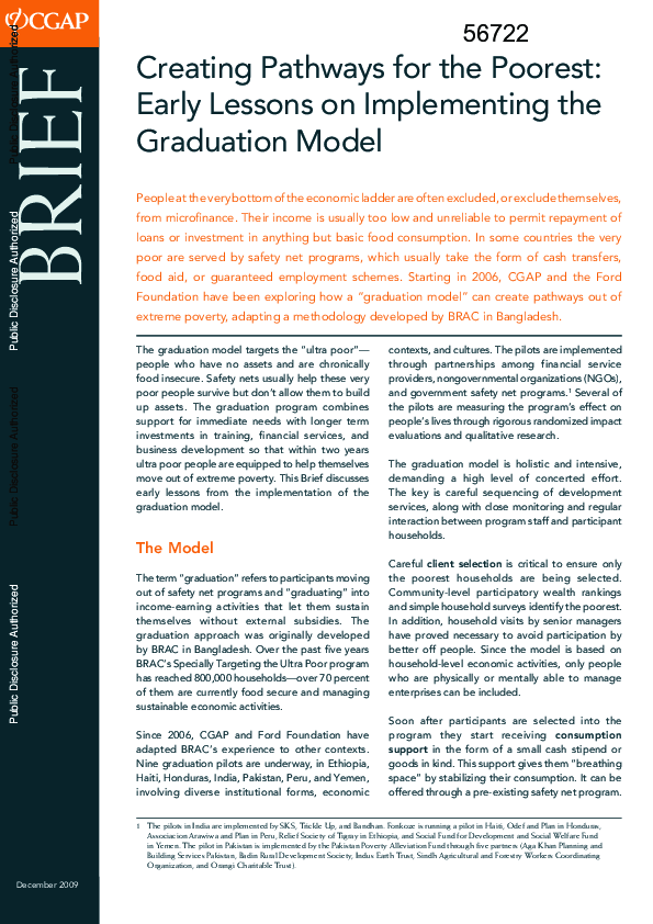 Creating pathways for the poorest : early lessons on implementing the ...