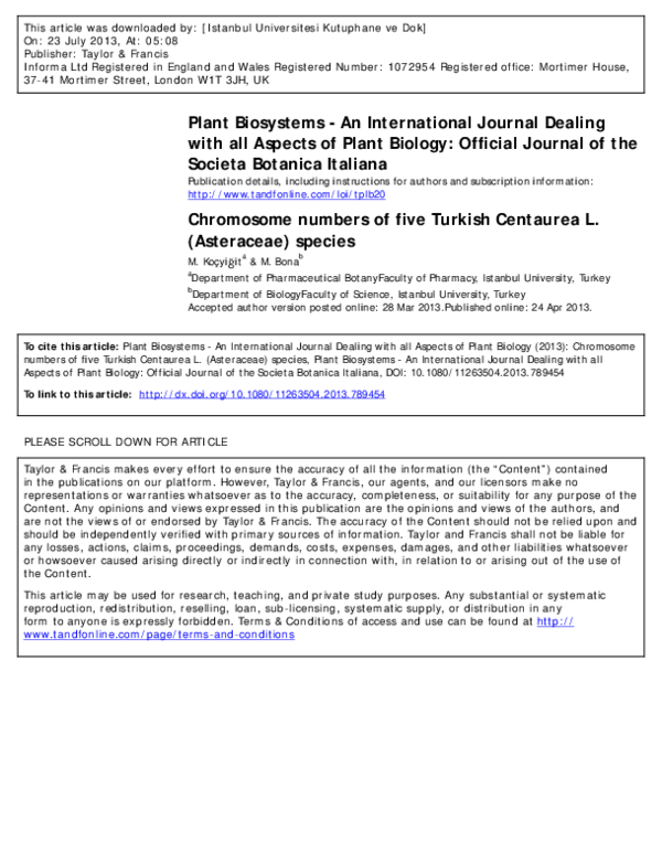 (PDF) Plant Biosystems -An International Journal Dealing with all ...