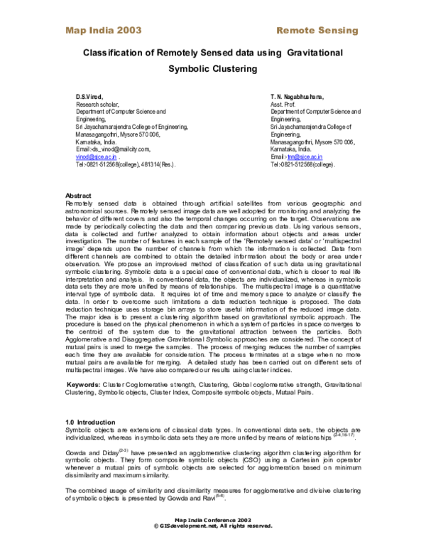 (PDF) Classification of Remotely Sensed data using Gravitational Symbolic Clustering
