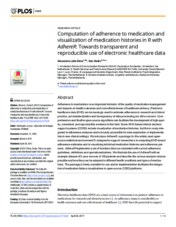 Pdf Computation Of Adherence To Medication And Visualization Of