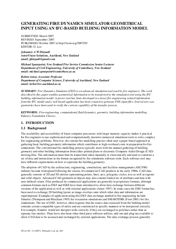 Pdf Generating Fire Dynamics Simulator Geometrical Input Using An Ifc