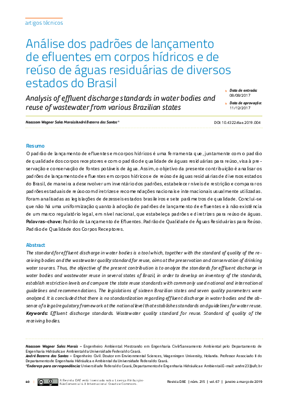 (PDF) Análise dos padrões de lançamento de efluentes em corpos hídricos ...