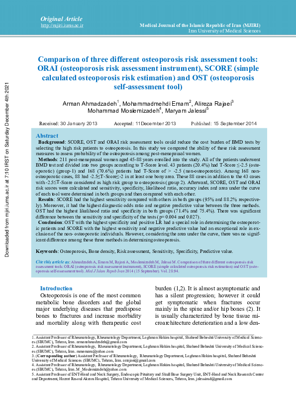 (PDF) Comparison of three different osteoporosis risk assessment tools ...