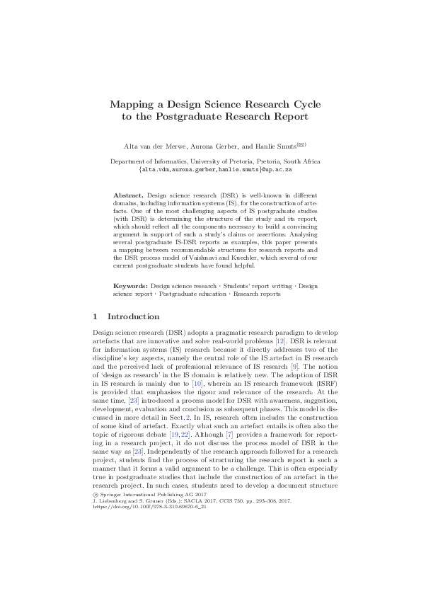 (PDF) Mapping a Design Science Research Cycle to the Postgraduate ...