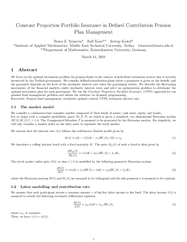 (PDF) Constant proportion portfolio insurance in defined contribution ...