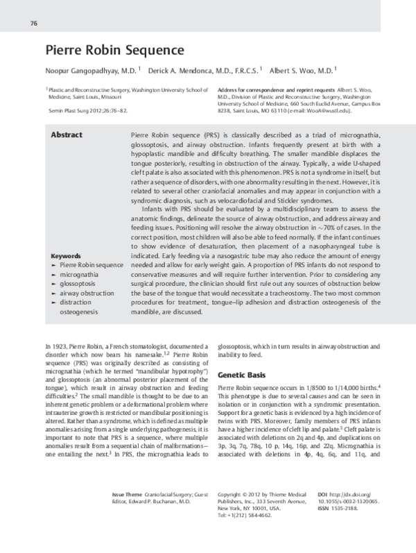 (PDF) Pierre robin sequence