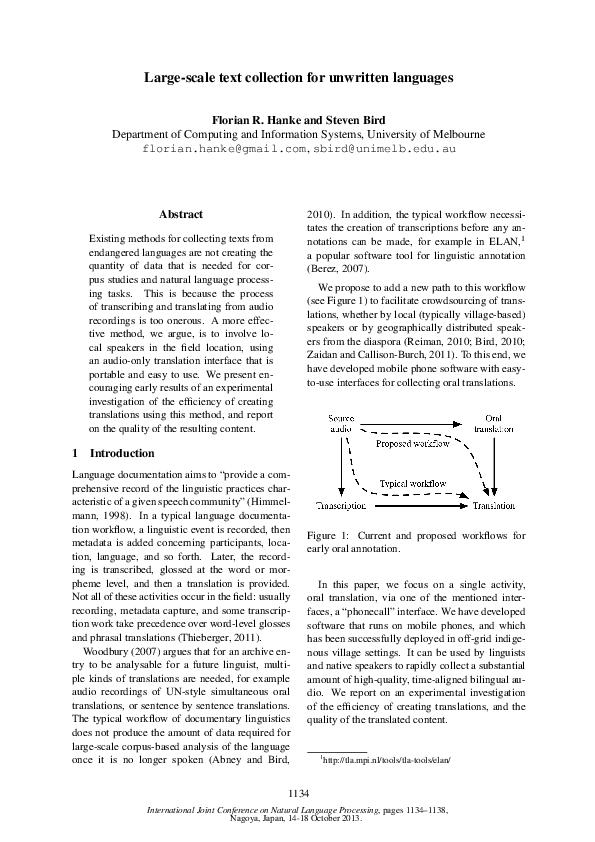 (PDF) Large-Scale Text Collection for Unwritten Languages