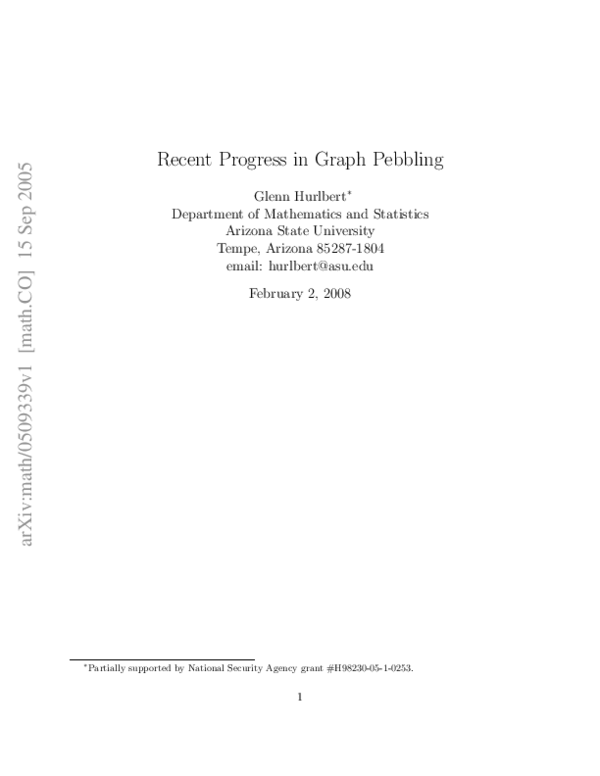 (PDF) Recent Progress in Graph Pebbling