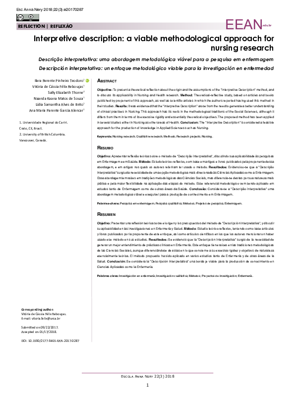 (PDF) Interpretive description: a viable methodological approach for ...
