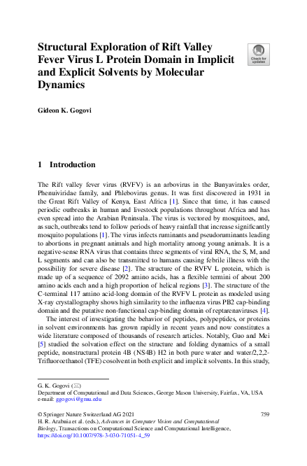 (PDF) Structural Exploration of Rift Valley Fever Virus L Protein ...